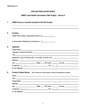 Fillable Online cmspcounties APPLICATION COVER SHEET CMSP Local Health ...