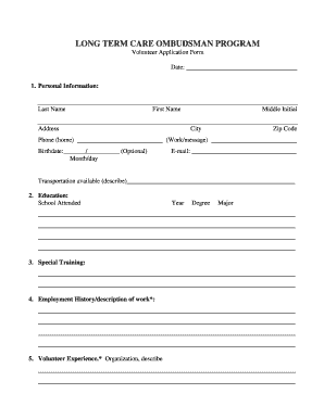 Fillable Online co pierce wa LONG TERM CARE OMBUDSMAN PROGRAM - Pierce ...