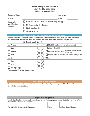 Fillable Online polk-fl Diet Modification Form 2014-2015 - POLK-FL Fax ...