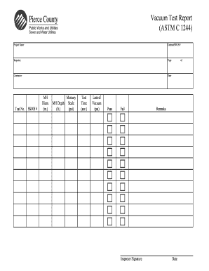 Fillable Online co pierce wa Vacuum Test Report Fax Email Print - pdfFiller