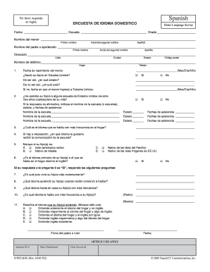 Fillable Online Home Language Survey GenEd Parent Notifications ...