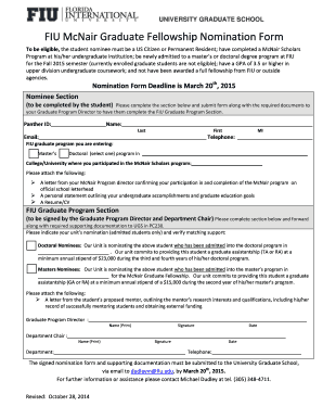 Fillable Online gradschool fiu umber of FIU McNair Gr Fax Email Print ...