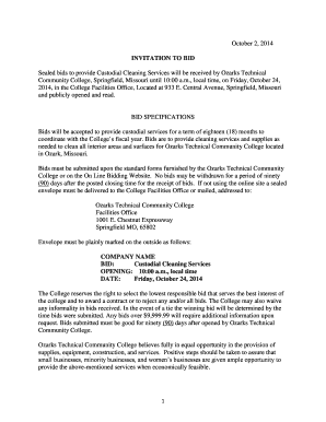 Fillable Online otc INVITATION TO BID - otcedu Fax Email Print - pdfFiller