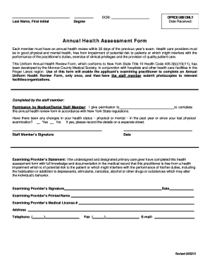Fillable Online mcms Annual Health Assessment Form - MCMS Home Fax Email Print - pdfFiller