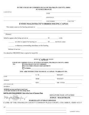 Fillable Online drj fccourts CAPIAS SERVICE RETURN - Franklin County ...