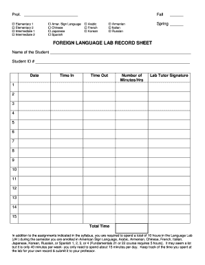 Fillable Online lacitycollege Lab Record Sheet - Los Angeles City ...