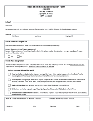 Fillable Online d300 Race and Ethnicity Identification Form CUSD 300 ...