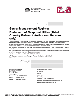 Fillable Online Senior Management Regime Statement of Responsibilities ...