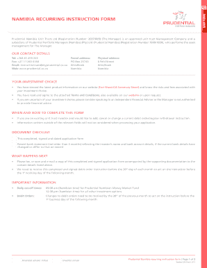 Fillable Online NAMIBIA RECURRING INSTRUCTION FORM FORM Fax Email Print ...