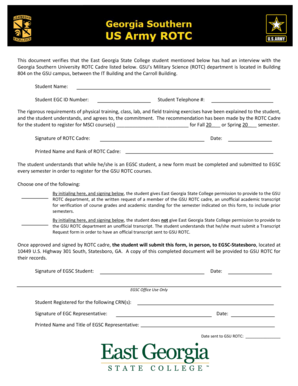 Fillable Online ega GSUs Military Science - ega Fax Email Print - pdfFiller