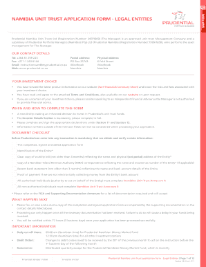 Fillable Online NAMIBIA UNIT TRUST APPLICATION FORM - LEGAL ENTITIES ...