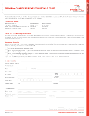 Fillable Online NAMIBIA CHANGE IN INVESTOR DETAILS FORM Fax Email Print ...