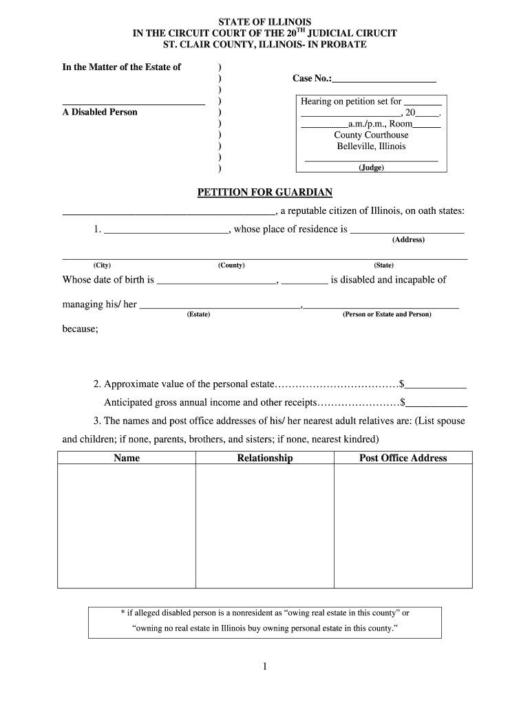 Fillable Online P KC probate petition for guardian PERSON onlydoc Fax ...