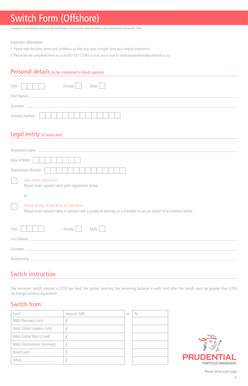 Fillable Online Switch Form Offshore - Prudential Investment Managers ...
