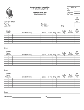 Fillable Online iaao Demonstration Appraisal Report DATA VERIFICATION ...