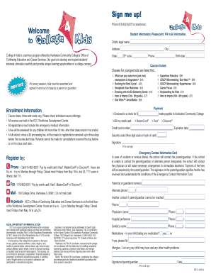 Fillable Online kcc College4Kids registration form Fax Email Print ...