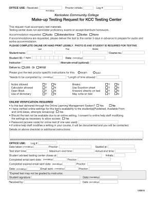 Fillable Online kcc Make-up Testing request Make-up testing form ...