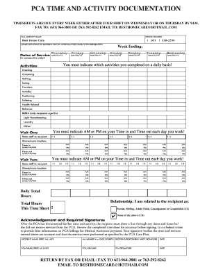 Fillable Online AND ACTIVITY DOCUMENTATION Fax Email Print - pdfFiller