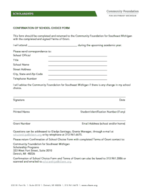 Fillable Online cfsem College Choice Form - Community Foundation for ...