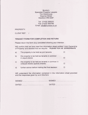 Fillable Online Joint Ownership explanation and form - Mundys Fax Email ...