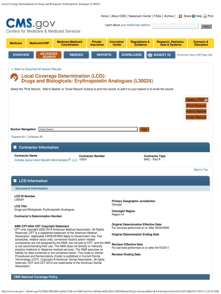 Fillable Online Local Coverage Determination for Drugs and Biologicals ...