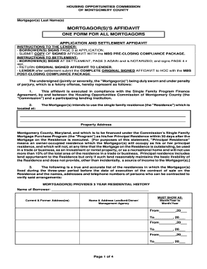 Fillable Online hocmc Mortgagors Affidavit - Housing Opportunities Commission Fax Email Print ...