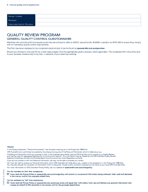 Fillable Online cpaaustralia com 1General quality control questionnaire ...