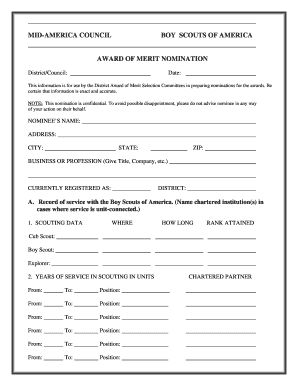 Fillable Online mac-bsa Award of merit nomination - Mid-America Council Fax Email Print - pdfFiller
