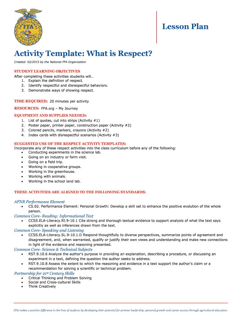 Fillable Online Activity Template: What is Respect Fax Email Print ...