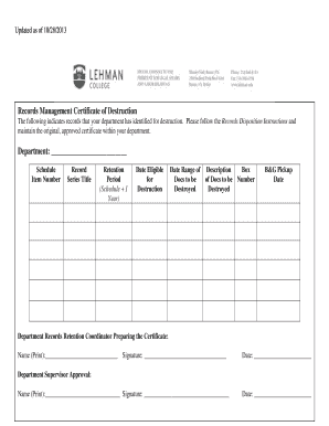 Fillable Online lehman Department - Lehman College Fax Email Print - pdfFiller