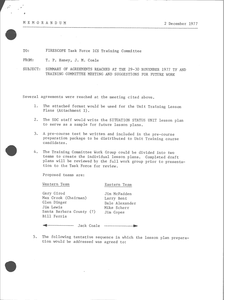 Fillable Online firescope MEMORANDUM 2 December 1977 TO FIRESCOPE Task ...