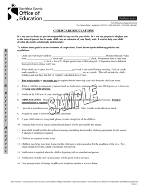 Fillable Online stancoe DAY CARE REGULATIONS - stancoeorg Fax Email ...