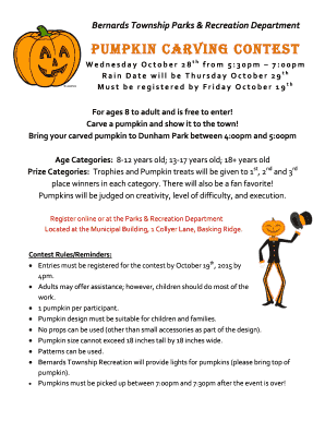 Fillable Online PumPkin carving cOnTEST - Bernards Township School ...
