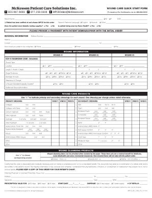 Fillable Online WOUND CARE QUICK START FORM Fax Email Print - pdfFiller