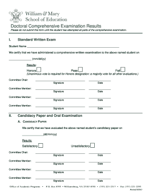Fillable Online education wm Doctoral Comprehensive Examination Results ...