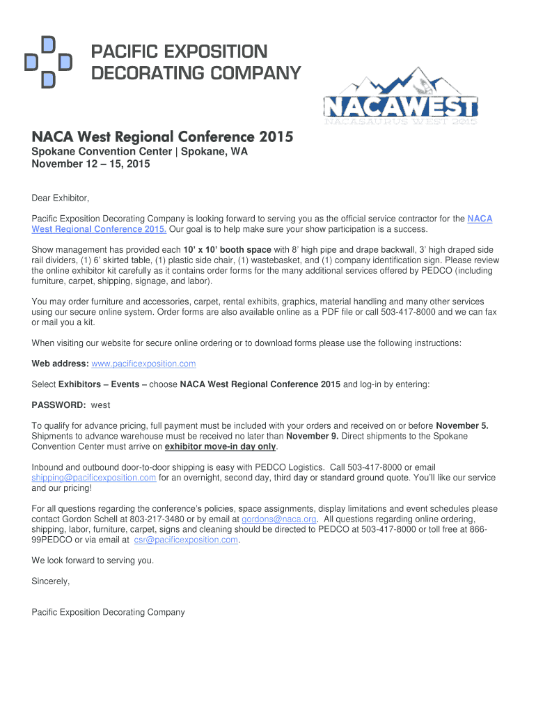 Fillable Online naca NACA West Regional Conference 2015 Fax Email Print ...