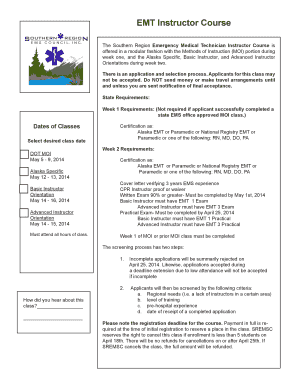 Fillable Online sremsc EMT Instructor Course Fax Email Print - pdfFiller