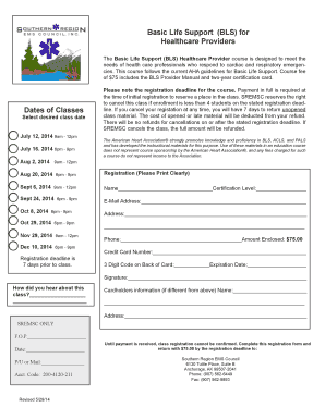 Fillable Online sremsc Basic Life Support (BLS) for Fax Email Print ...
