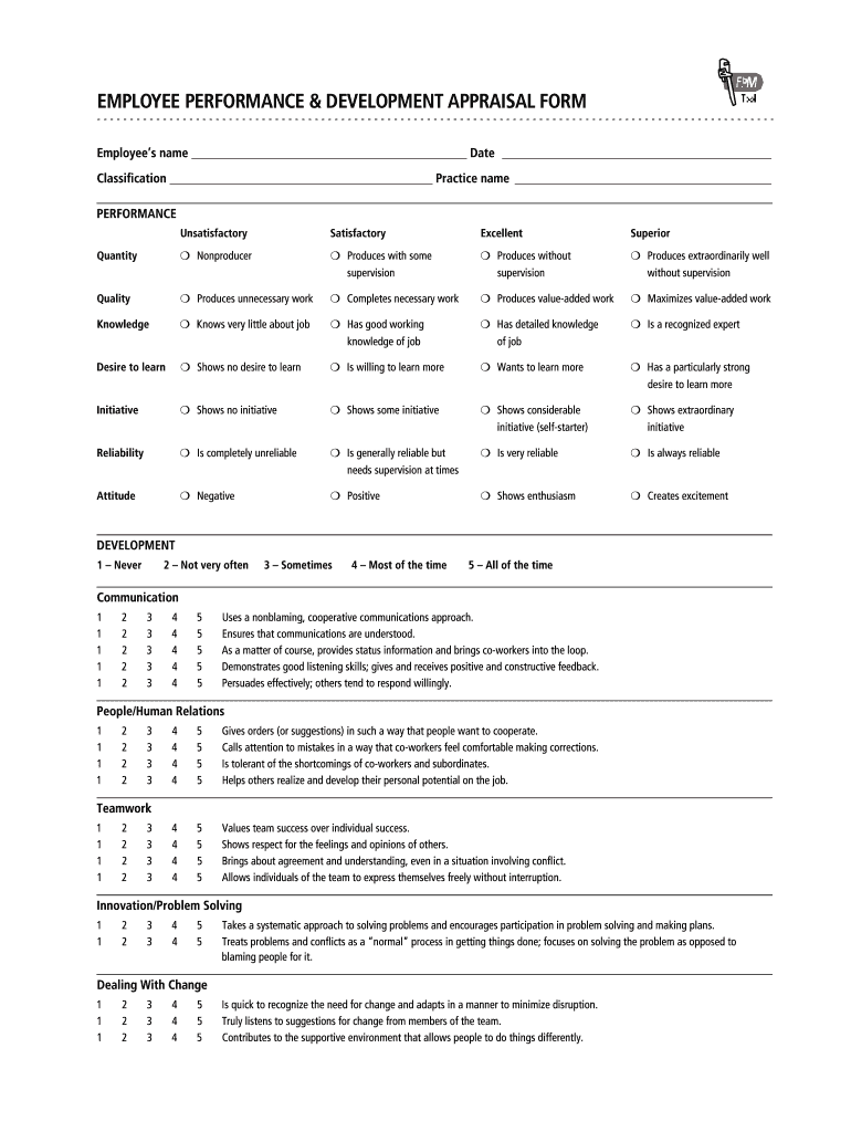 Fillable Online aafp E M P L O YEE PERFORMANCE DEVELOPMENT APPRAISAL ...