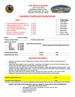 Fillable Online CUB SCOUT PARTICIPANT REGISTRATION - gec-bsaorg Fax ...