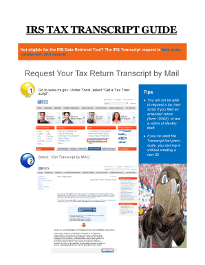 Fillable Online financialaid umd IRS Transcript by Mail Guide - The ...