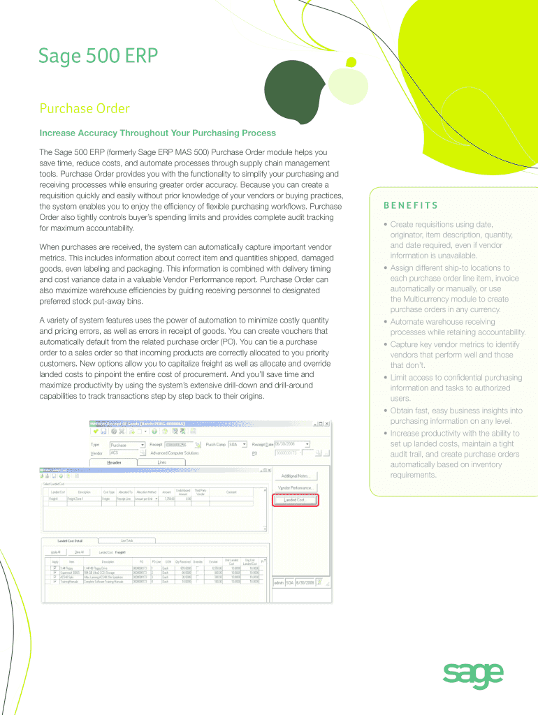 Fillable Online Purchase Order (PO) Flow in Sage 500 ERPSage 100 and ... Fax Email Print - pdfFiller