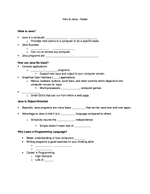 Fillable Online www2 lgisd Intro to Java - www2 lgisd Fax Email Print ...