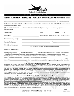 Fillable Online asifcu STOP PAYMENT REQUEST.doc Fax Email Print - pdfFiller