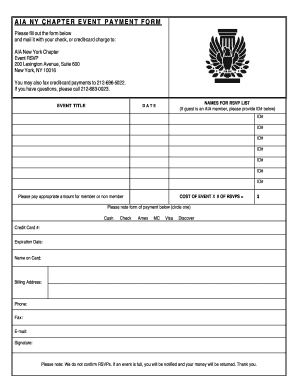 Fillable Online aiany Event payment form - AIA New York Chapter Home ...