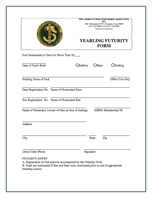 Fillable Online amha YEARLING FUTURITY FORM - amhaorg Fax Email Print ...