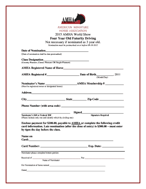 Fillable Online amha Four Year Old Futurity Driving Fax Email Print - pdfFiller