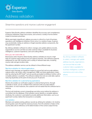 Fillable Online Address validation - Experian Data Quality Fax Email Print - pdfFiller