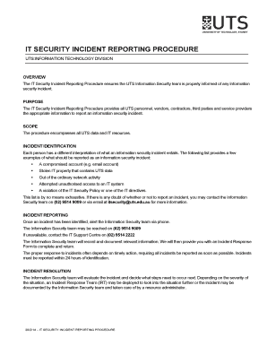 Fillable Online IT SECURITY INCIDENT REPORTING PROCEDURE Fax Email ...