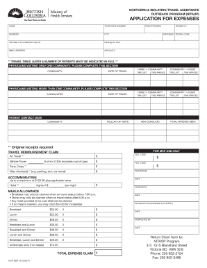 Fillable Online APPlIcatIoN for exPeNses - Vancouver Island Health Authority Fax Email Print ...